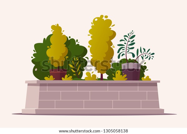 Beautiful Plants Cartoon Vector Illustration Urban: เวกเตอร์สต็อก (ปลอด ...