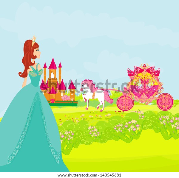 Beautiful Princess On Landscape Stock Vector (Royalty Free) 143545681 ...