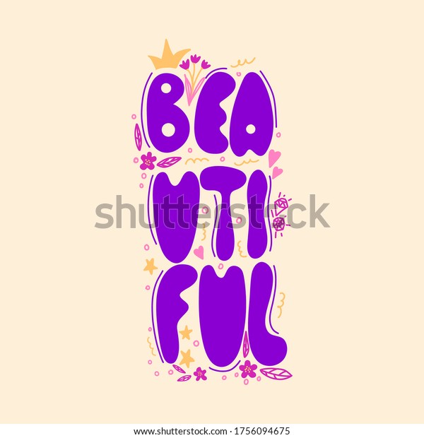 Beautiful Purple Hand Drawn Vector Lettering Stock Vector (Royalty Free ...