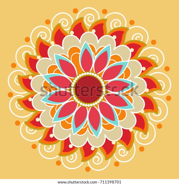 Beautiful Rangoli Design Based On Florals Stock Vector (Royalty Free ...