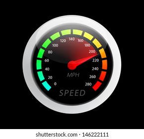 Speedometer Colored Safe Dangerous Driving Scale Stock Vector (Royalty ...