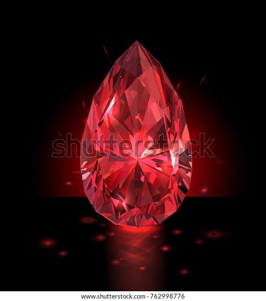 Beautiful Red Gem On Black Background Stock Vector (Royalty Free) 762998776