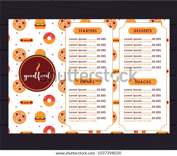 Beautiful Restaurant Menu Card Stock Vector (Royalty Free) 1037398030 ...