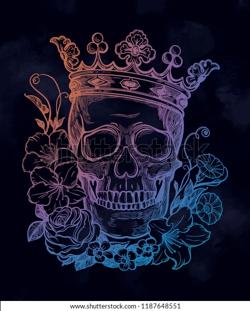 Beautiful Romantic Skull Crown Stock Vector (Royalty Free) 1187648551 ...