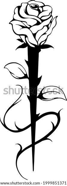 Beautiful Rose Spike Vector Tattoo Illustration Stock Vector (Royalty ...