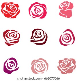 Roses Icons Stock Vector (Royalty Free) 662843098