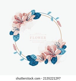 Beautiful Round Frame Flower Background Stock Vector (Royalty Free ...