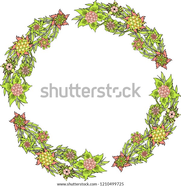 Beautiful Round Green Floral Pattern Different Stock Vector (Royalty ...