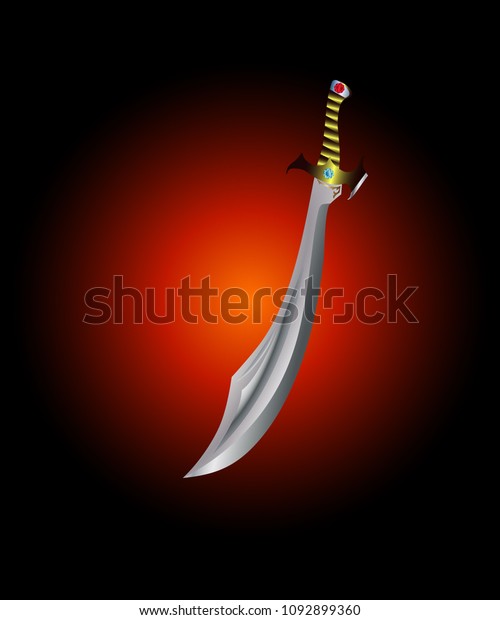 Beautiful Scimitar Gems On Handle Stock Vector (Royalty Free ...