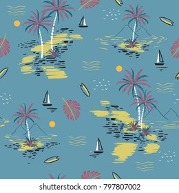 Beautiful Seamless Island Pattern On Pastel Stock Vector (Royalty Free ...