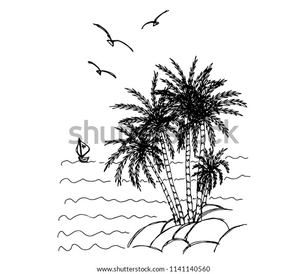 Beautiful Seamless Island Pattern On White Stock Vector (Royalty Free ...