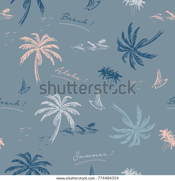 Beautiful Seamless Island Pattern On Sky Stock Vector (Royalty Free ...