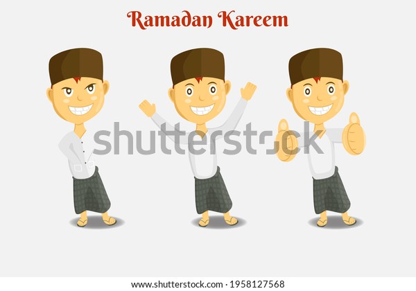 Beautiful Set Muslim Men Characters Vector Stock Vector (Royalty Free ...