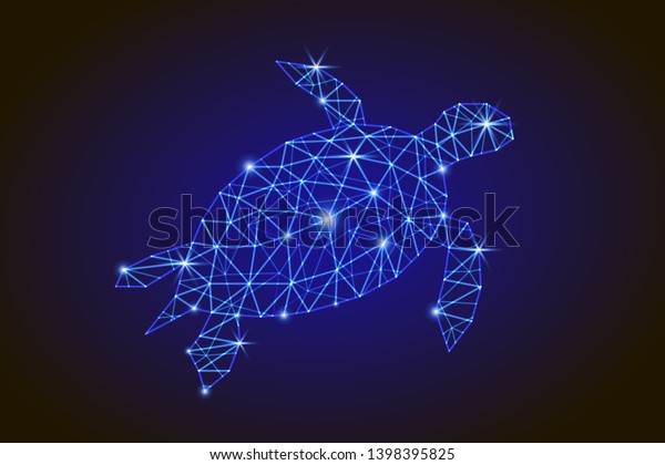 Beautiful Shiny Sea Turtle Lights Stars Stock Vector (Royalty Free ...