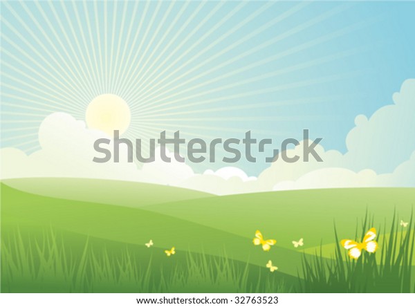 Beautiful Sun Day Vector Illustration Stock Vector (Royalty Free ...