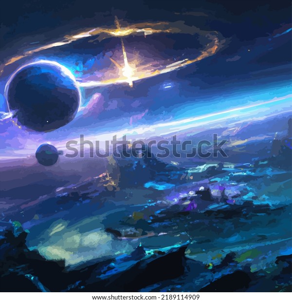Beautiful Surreal Vivid Spacescape Stock Vector (Royalty Free) 2189114909 | Shutterstock