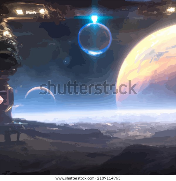 Beautiful Surreal Vivid Spacescape Stock Vector (Royalty Free ...