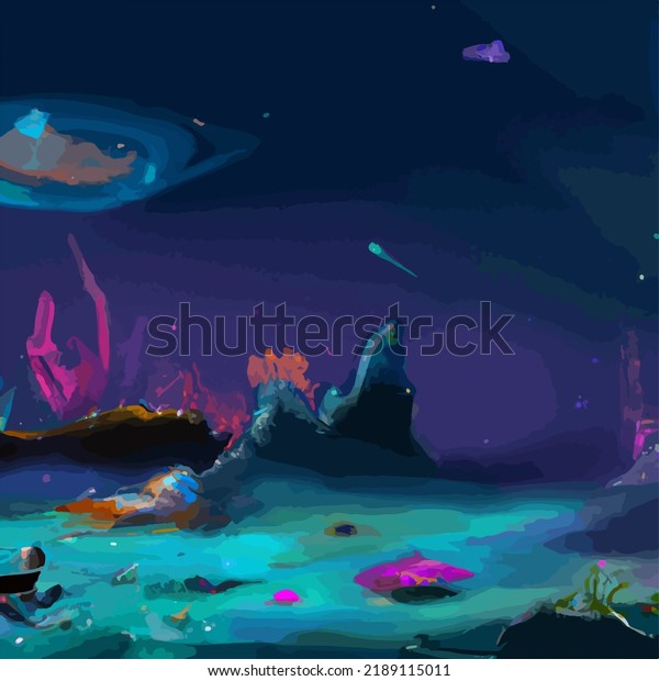 Beautiful Surreal Vivid Spacescape Stock Vector (Royalty Free ...