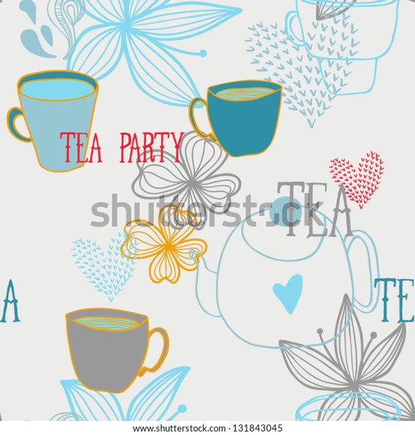 Beautiful Tea Party Background Vintage Floral Stock Vector (Royalty ...