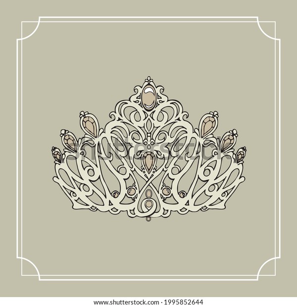 Beautiful Tiara Ink Drawing Element Perfect Stock Vector (Royalty Free ...