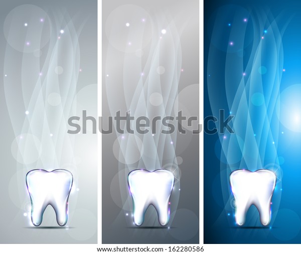 Beautiful Tooth Banners Three Colors Bright Stock Vector (Royalty Free ...