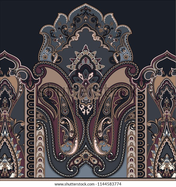 Beautiful Traditional Paisley Border Stock Vector (Royalty Free ...
