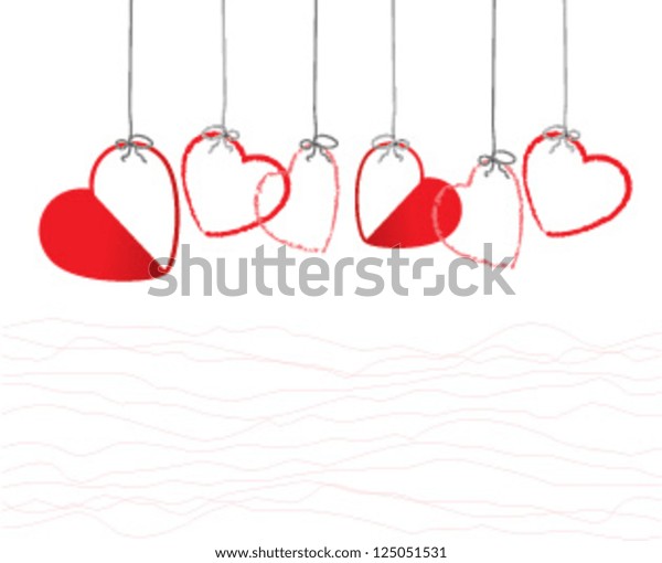 Beautiful Trailing Red Hearts On White Stock Vector (Royalty Free ...