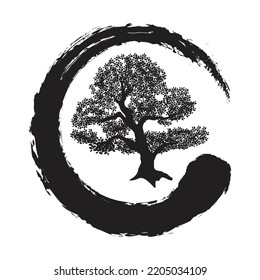 Beautiful Tree Inside Zen Symbol Stock Vector (Royalty Free) 2205034109 ...