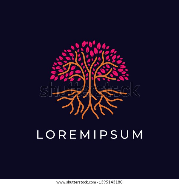 Beautiful Tree Roots Circle Logo Design Stock Vector (Royalty Free ...