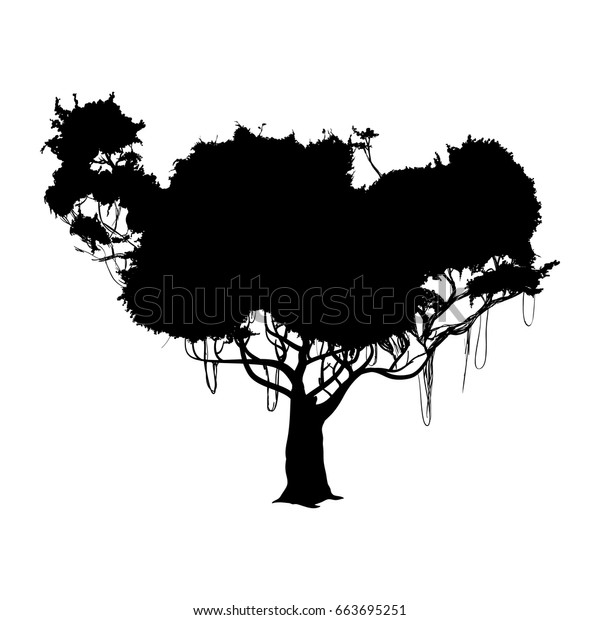 Beautiful Tree Silhouette Stock Vector (Royalty Free) 663695251 ...