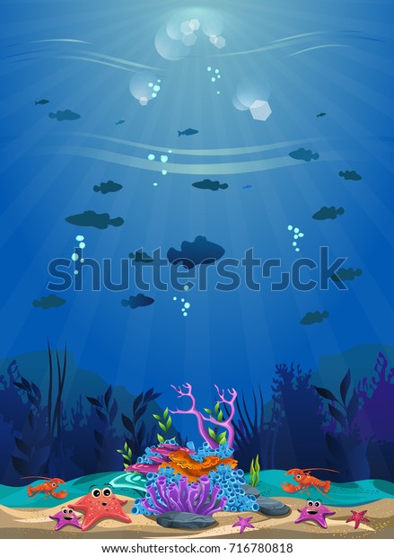 Beautiful Underwater Scene Beautiful Underwater Background Stock Vector ...