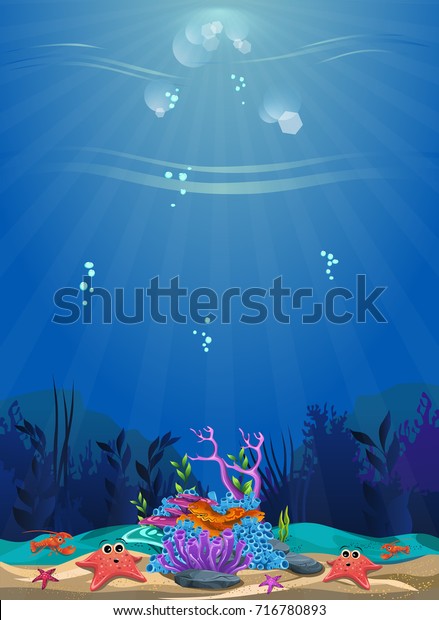 Beautiful Underwater Scene Beautiful Underwater Background Stock Vector (Royalty Free) 716780893 ...