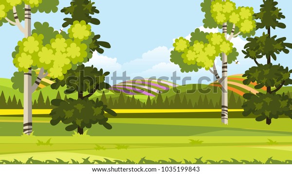 Beautiful Vector Cartoon Landscape Stock Vector (Royalty Free ...