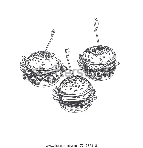 Beautiful Vector Hand Drawn Finger Food Stock Vector (Royalty Free ...