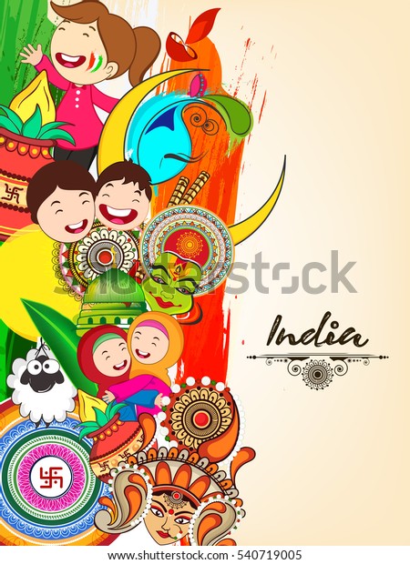 Beautiful Vector Illustration Indian Background On Stock Vector ...