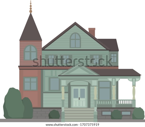 Beautiful Victorian Mansion Illustration Vector Icon Stock Vector ...