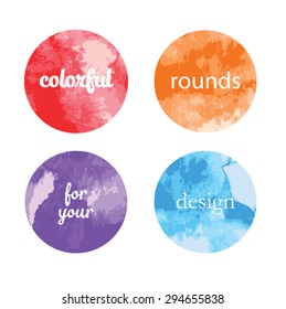 Beautiful Watercolor Rounds Design Elements Vector: vector de stock ...