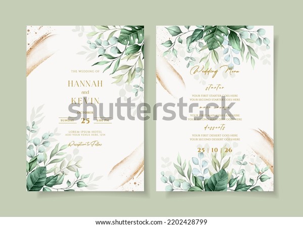 Beautiful Wedding Invitation Menu Template Set Stock Vector (Royalty ...