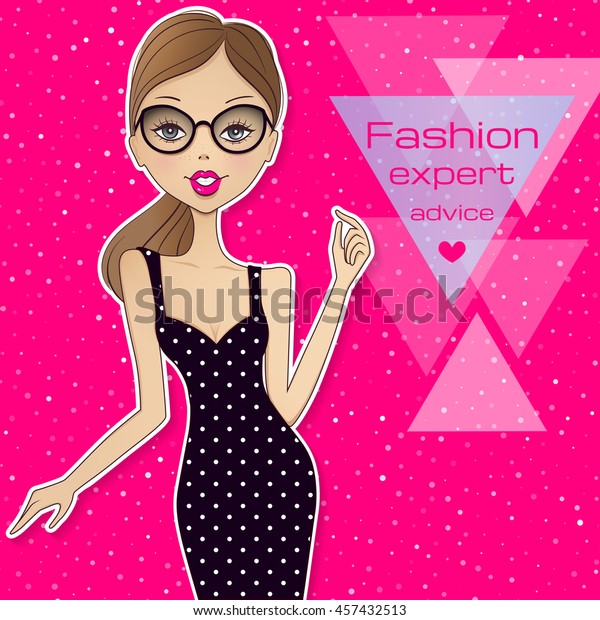 Beautiful Woman Fashion Illustration Girl Glasses Stock Vector Royalty