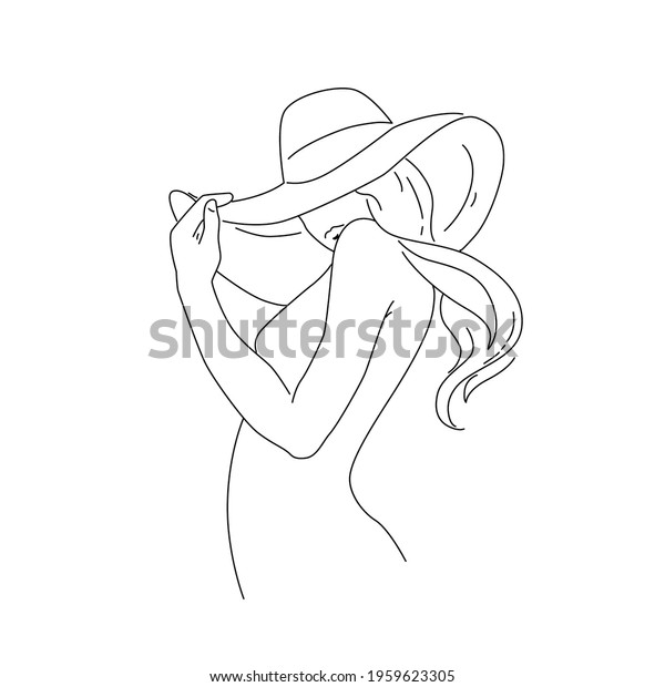 Beautiful Woman Hat Vector Drawing Simple Stock Vector (Royalty Free ...