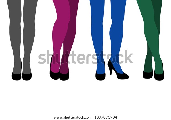 Beautiful Womans Legs Different Poses Colored Stock Vector (Royalty ...