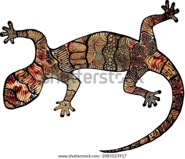 Beautiful Zentangle Gecko Lizard Tattoo Stock Vector (Royalty Free ...