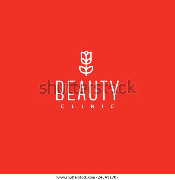 Beauty clinic logo design vector template. Red tulip icon
