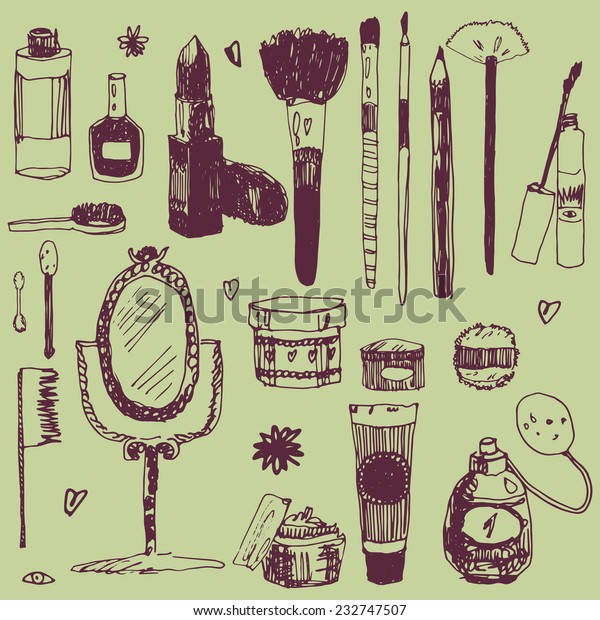 Beauty Doodle Set Stock Vector (Royalty Free) 232747507 | Shutterstock