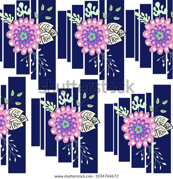 Beauty Flowers Stripe Pattern Stock Vector (Royalty Free) 1034764672 ...