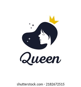 Beauty Queen Logo Design Vector Illustration Stock Vector (Royalty Free ...
