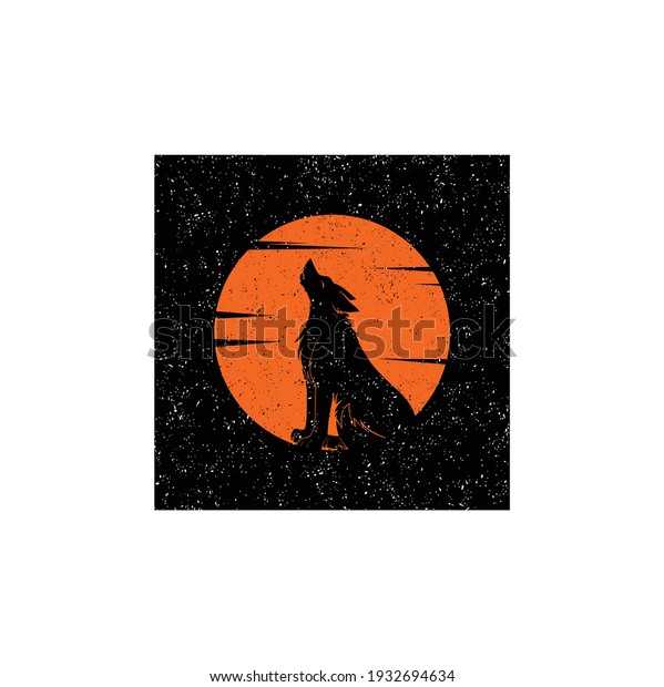 Beauty Rustic Howling Wolf Red Moon Stock Vector (Royalty Free ...
