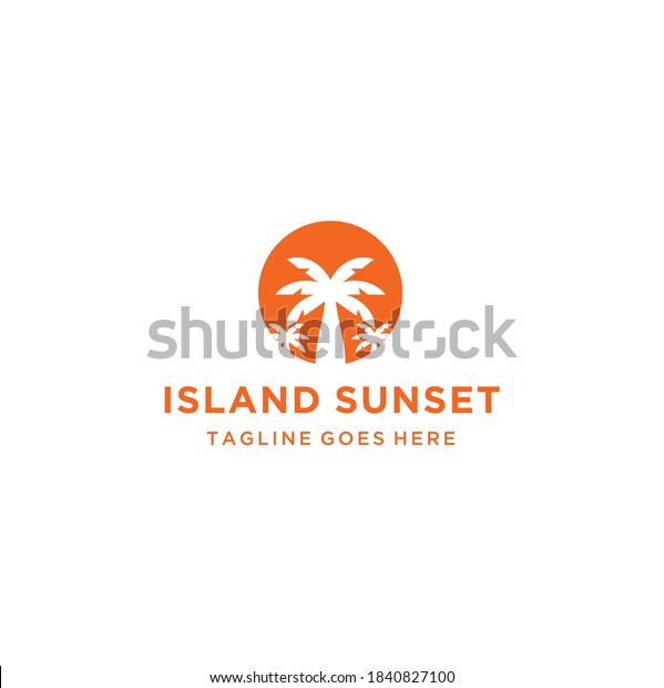 Beauty Sunset Palm Tree Logo Vector Stock Vector (Royalty Free ...