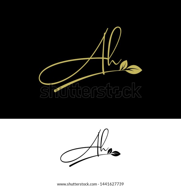 Beauty Vector Initial Letters Ah Leaf Stock Vector (Royalty Free ...