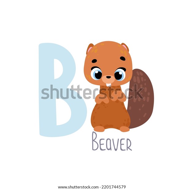 Beaver Animal Abc Alphabet Cute Vector Stock Vector (Royalty Free ...